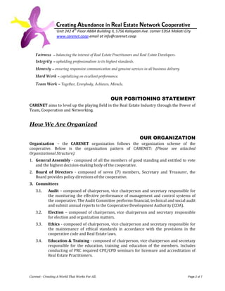 CARENET Multi-Purpose Cooperative Profile 2013 | PDF