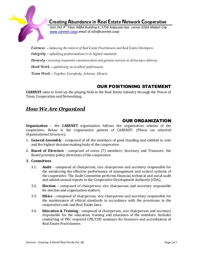 CARENET Multi-Purpose Cooperative Profile 2013