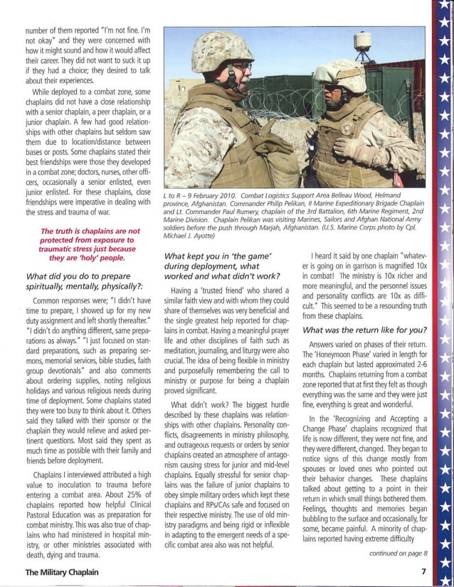 The Care of Chaplains in Combat Ministry | PDF