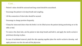 Care of chest drainage. (chapter 8th)-nursing foundation | PPTX