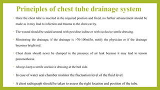 Care of chest drainage. (chapter 8th)-nursing foundation | PPTX