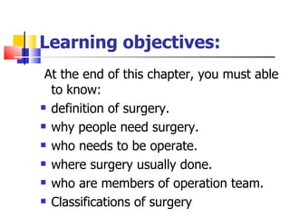 Care Of Client Pre Operative | PPT | Surgery | Medical Health