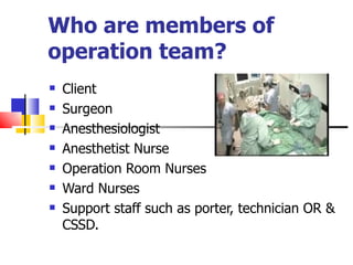 Care Of Client Pre Operative | PPT