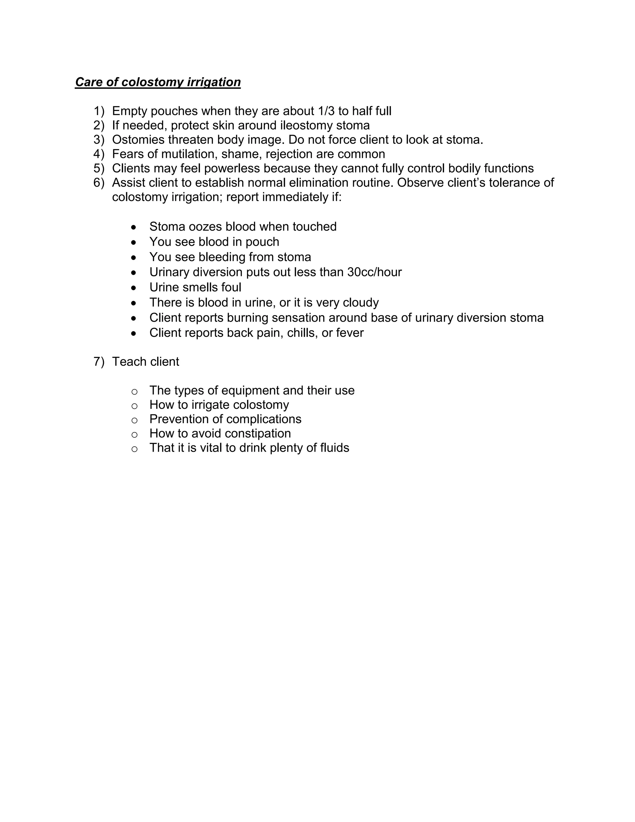 Care of colostomy irrigation | DOCX