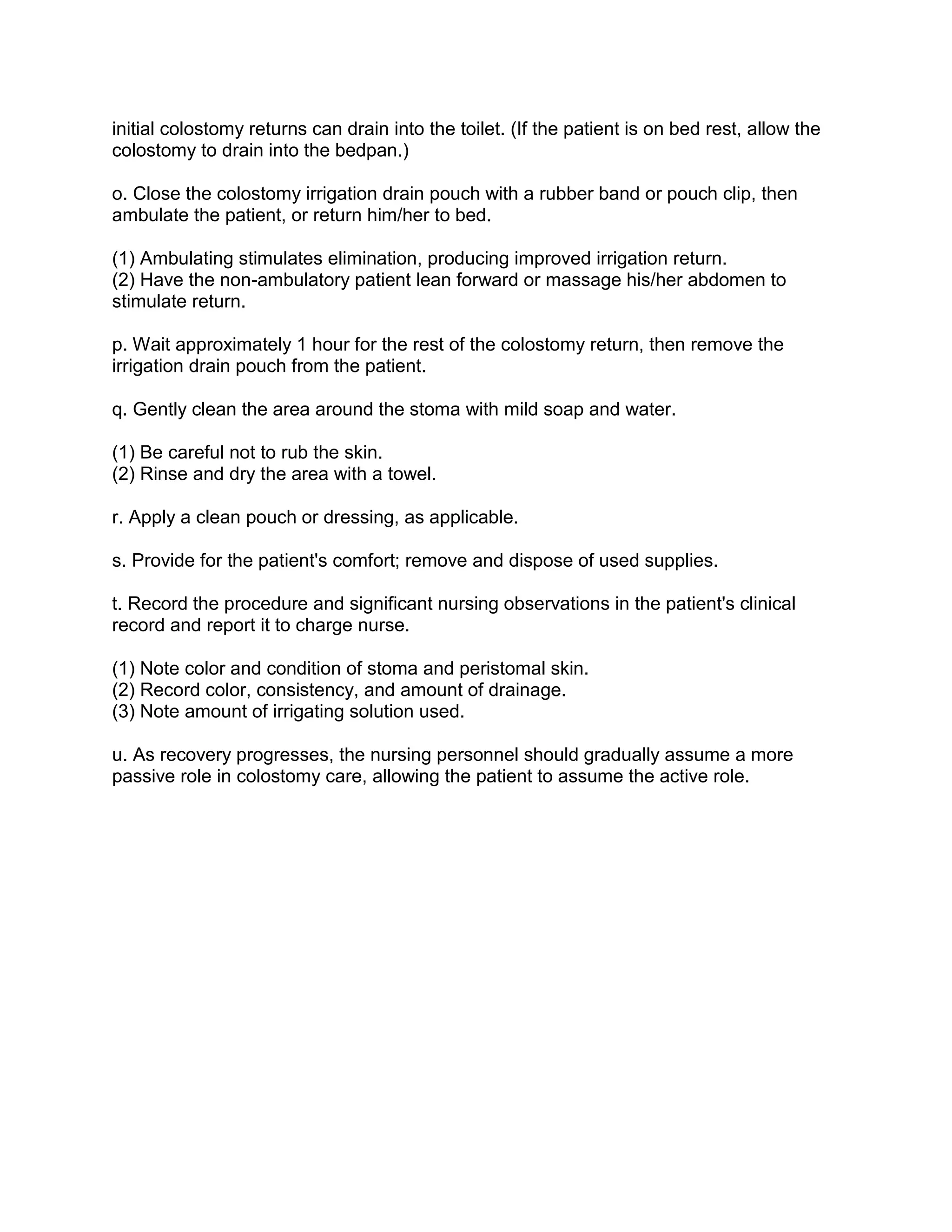 Care of colostomy irrigation | DOCX