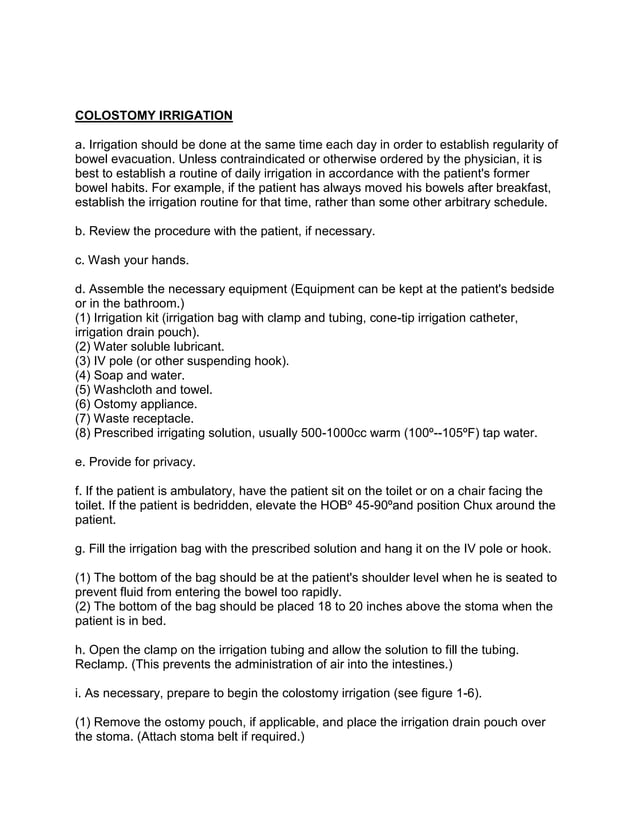 Care of colostomy irrigation | DOCX | Gardening | Home & Garden