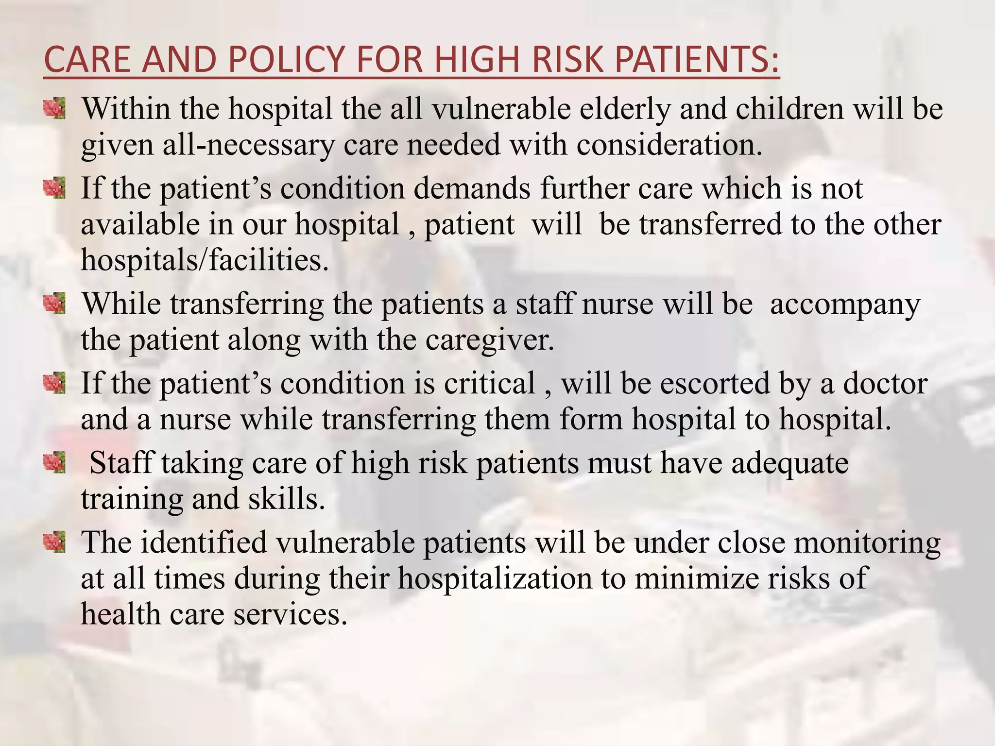 Care of high risk patients ppt | PPTX