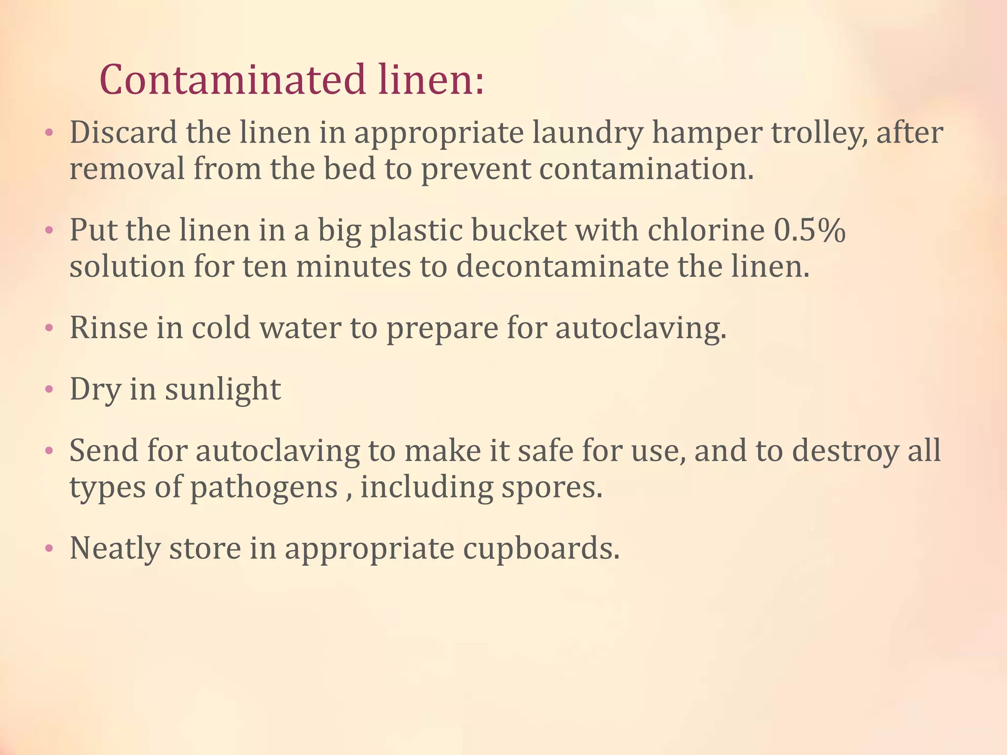 Care of linens, rubber goods,glasswares | PPTX