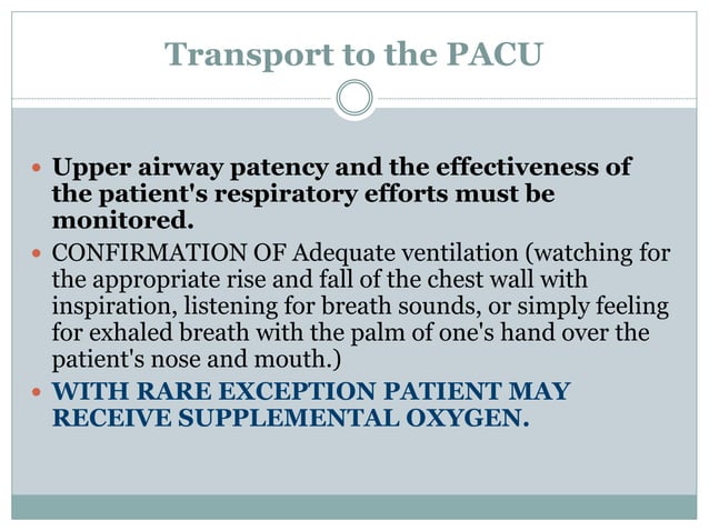 Care of patient in pacu including post operative | PPTX | Lung and ...