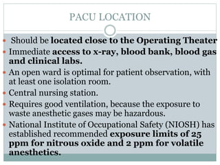 Care of patient in pacu including post operative | PPTX