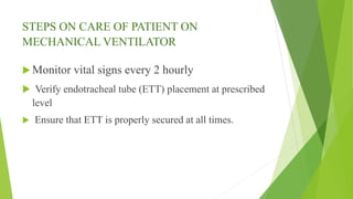 CARE OF PATIENT ON VENTILATOR.pptx