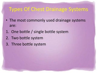 Care of patient with chest drainage system | PPTX