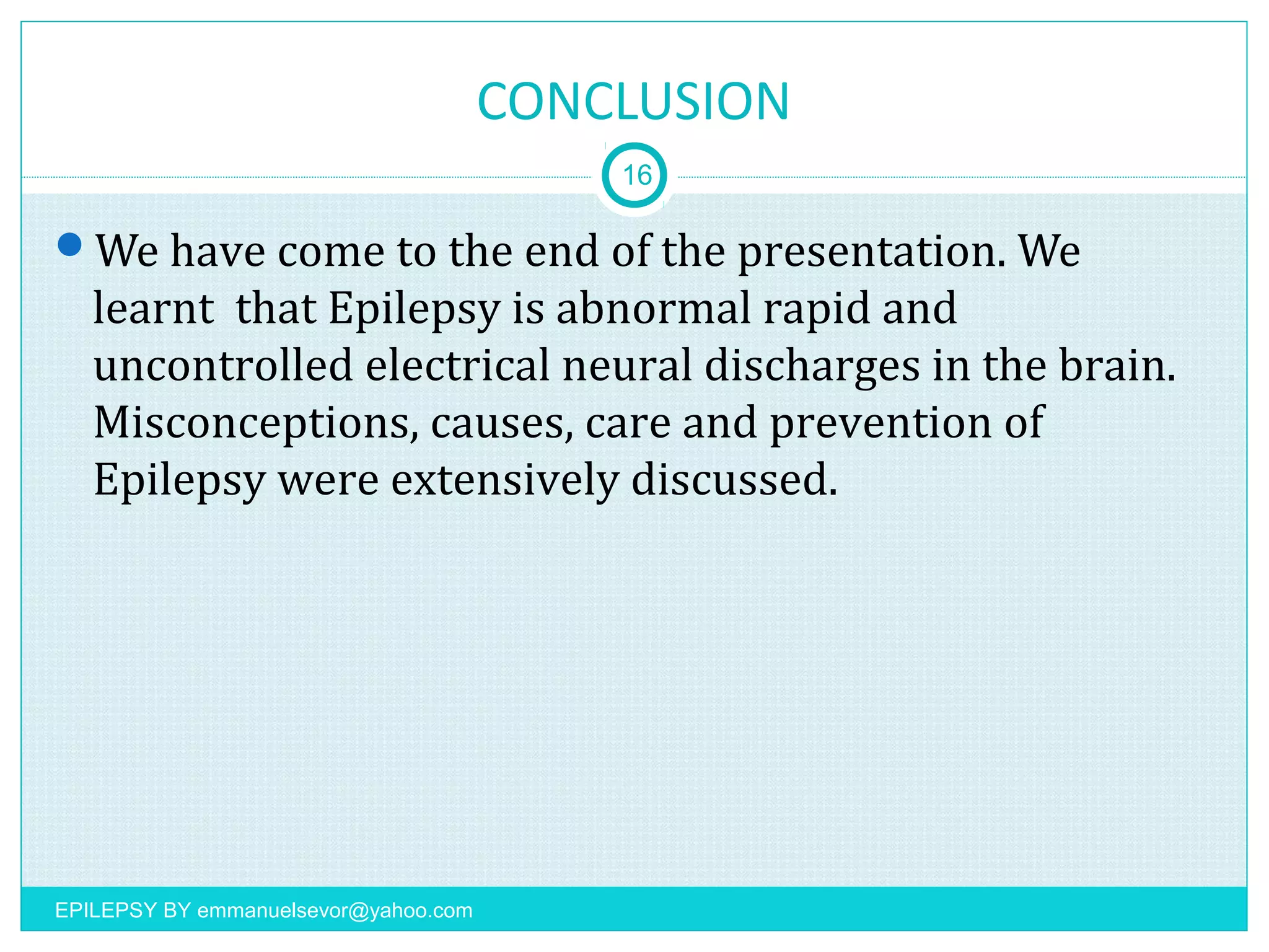 Care & prevention of epilepsy | PPT