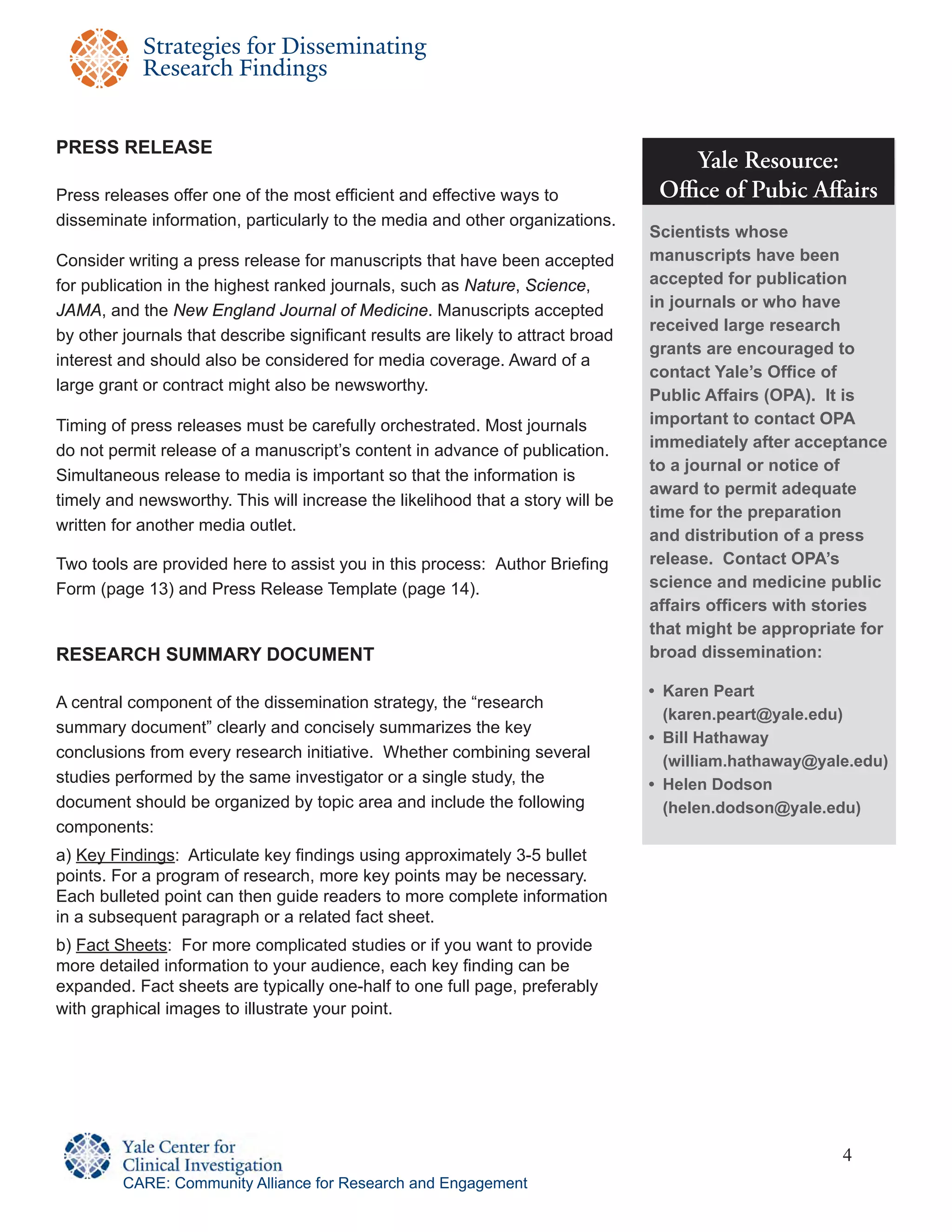 Care Research Dissemination Guide | PDF