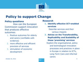 ICT-enabled services for carers and care: pathways and actors in the ...