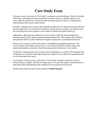 Care Study Essay | PDF