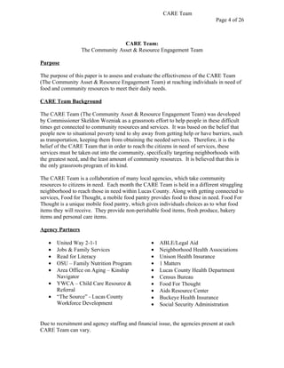 CARE Team Assessment | DOC | Government Support and Welfare | Financial ...