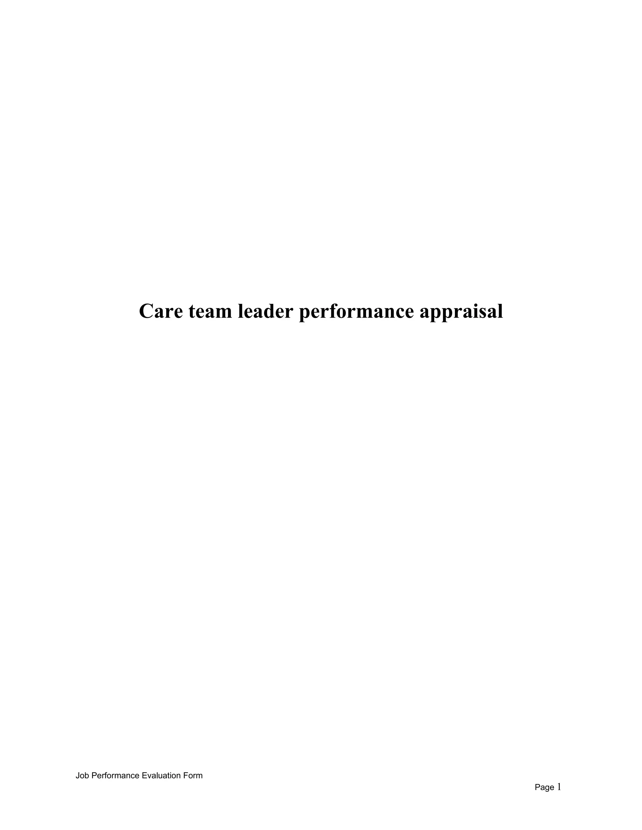 Care team leader performance appraisal | DOC