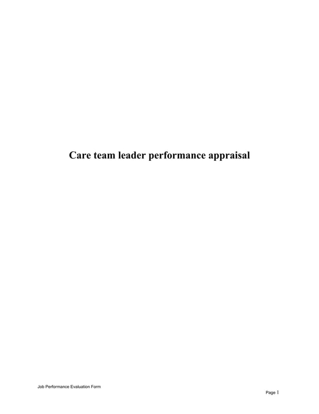 Care team leader performance appraisal | DOC