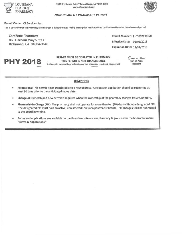 CareZone Pharmacy Licenses | PDF