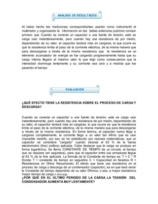 Carga y descarga de eun condensador | DOC