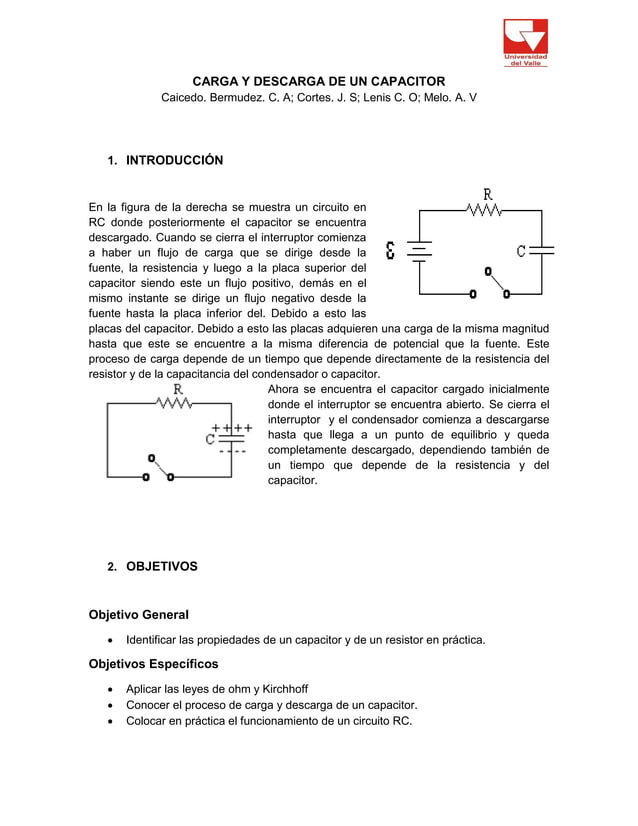 Carga Y Descarga De Un Capacitor Pdf