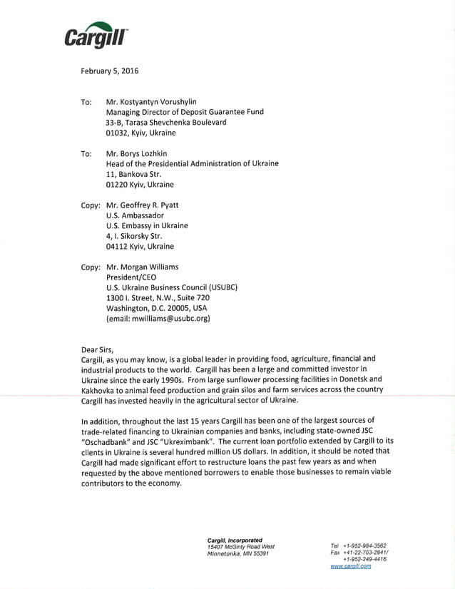 Cargill Letter | PDF