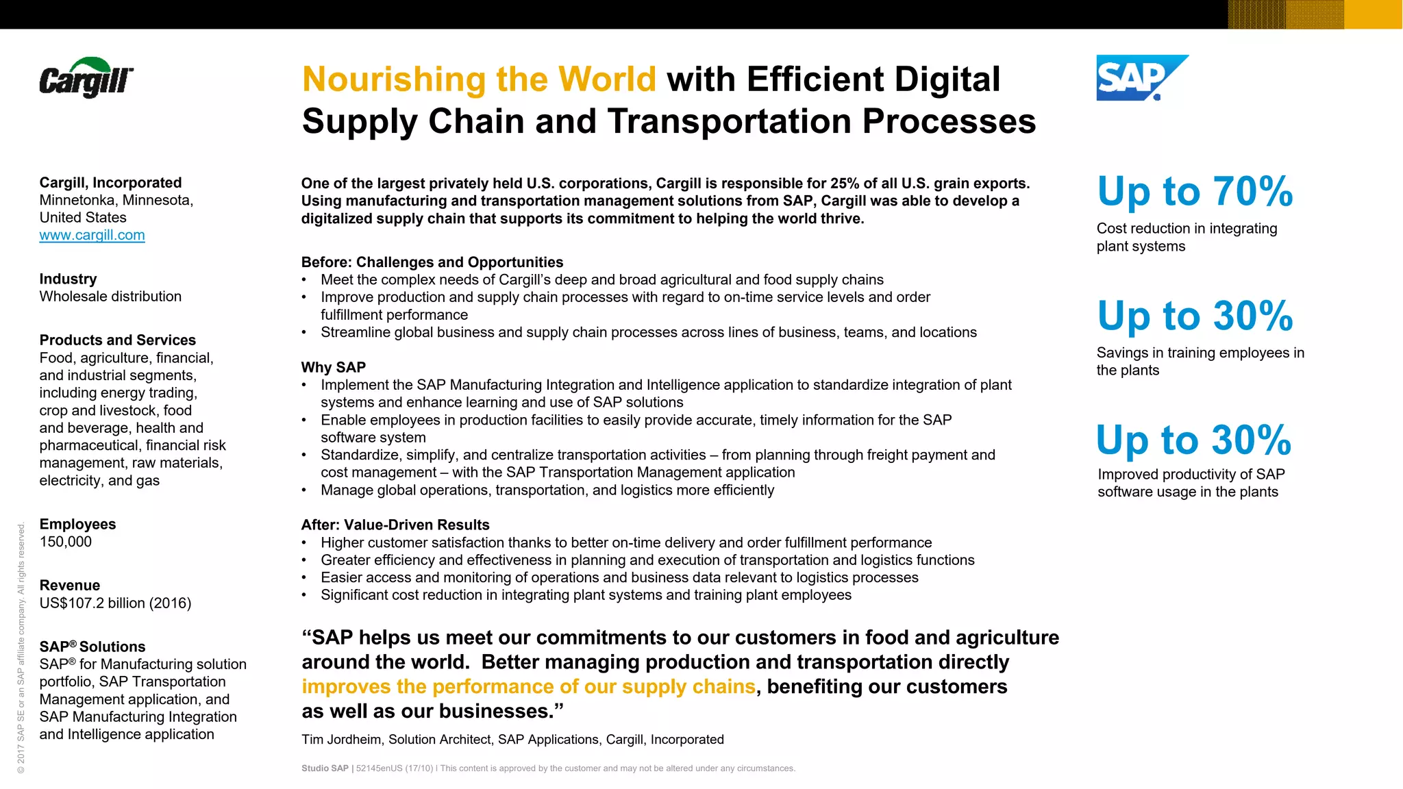 Cargill - Creating a Digital Supply Chain that feeds the World | PPT