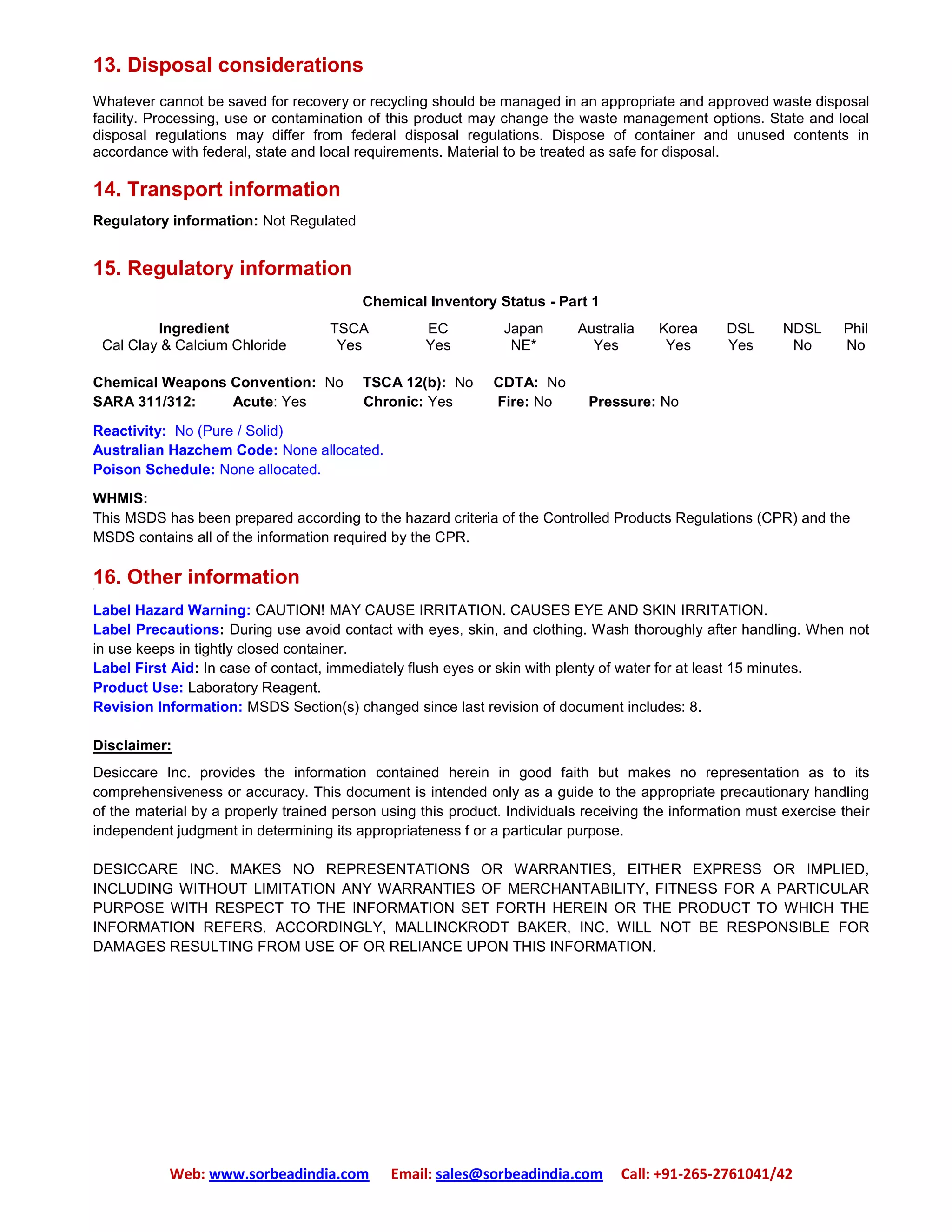 Cargo Dry Pak MSDS | PDF
