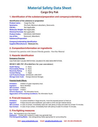 Cargo Dry Pak MSDS | PDF
