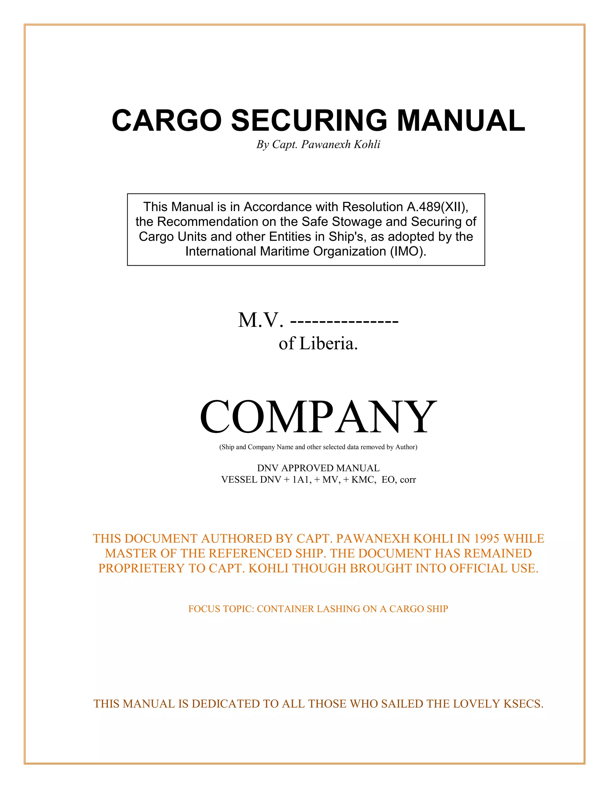 Container Securing System for ships | DOCX