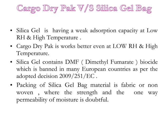 Comparing Cargo Dry Paks and Silica Gel Bags | PPT