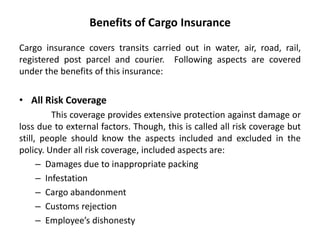 Cargo insurance | PPTX | Motor Insurance | Insurance