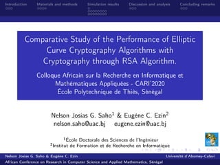 Cari2020 Comparative Study of the Performance of Elliptic Curve Cryptography Algorithms with ...