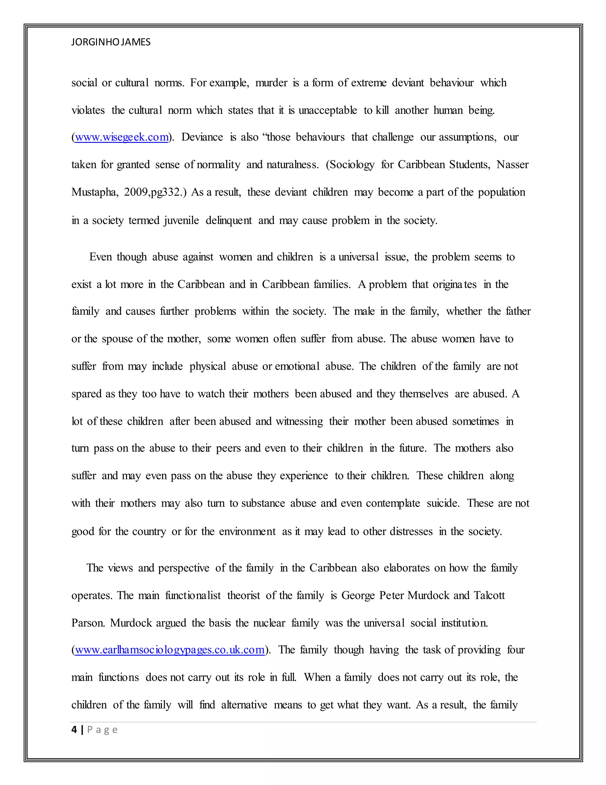 CAPE Sociology Caribbean families are pathological units | DOCX