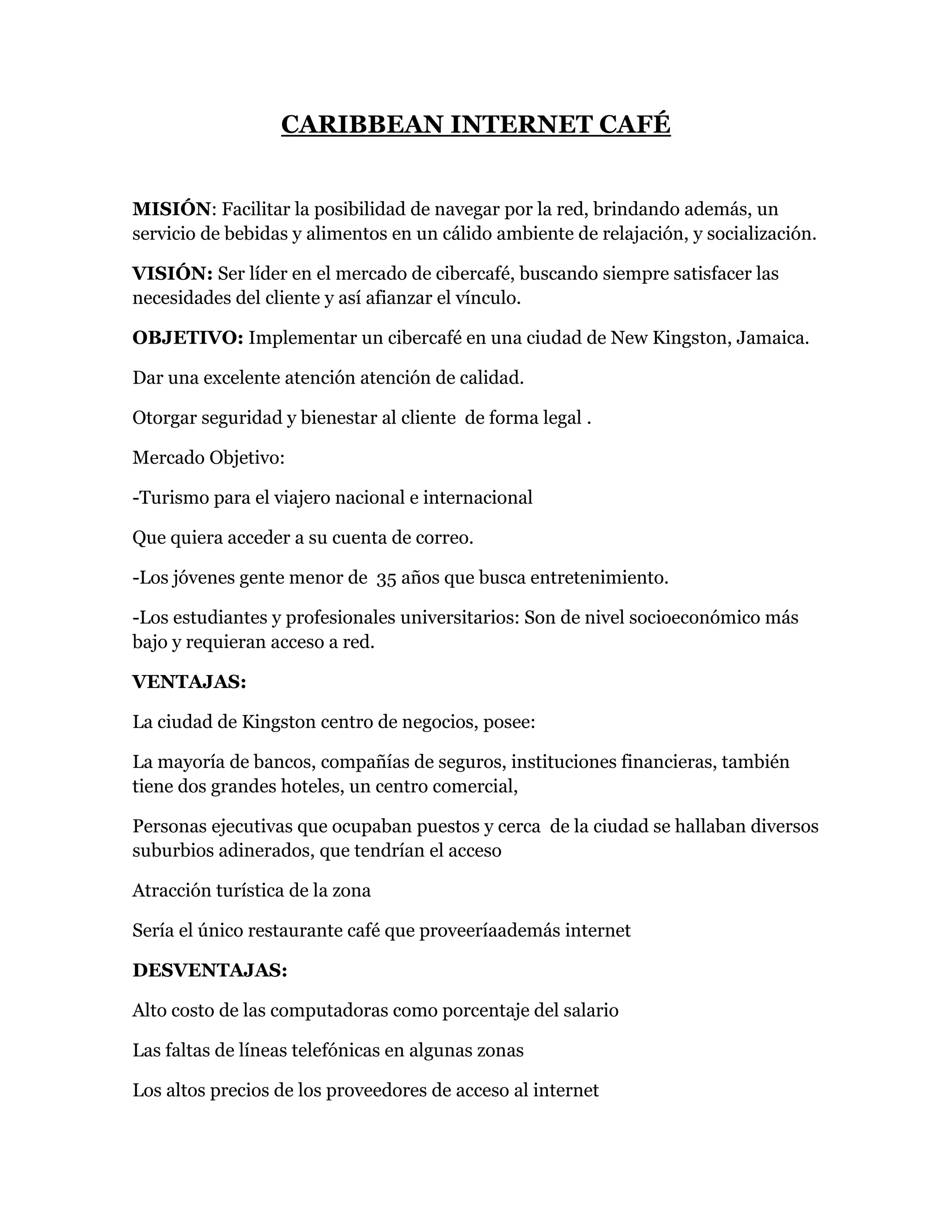 Caribbean internet café | DOCX