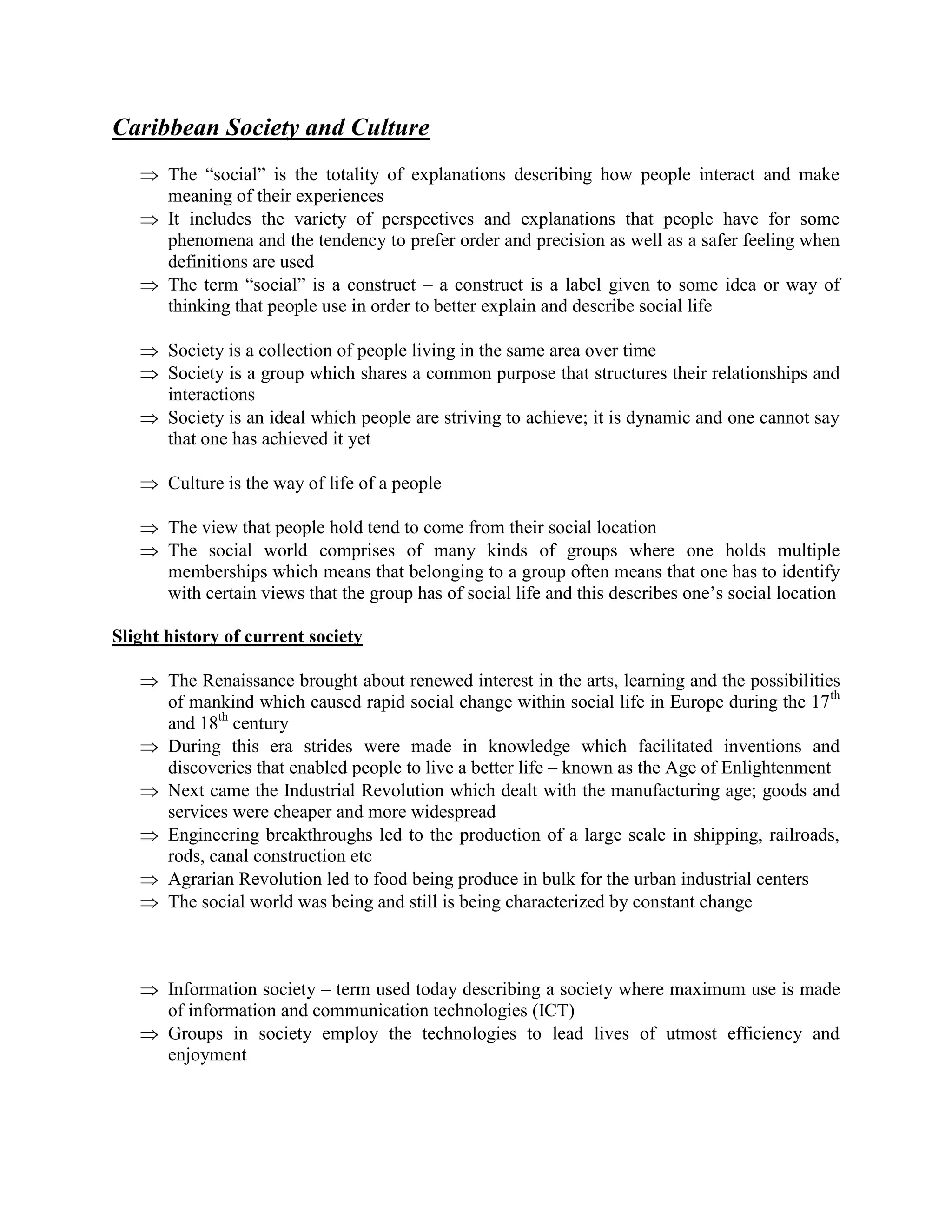 Caribbean Studies Caribbean society and culture | DOCX