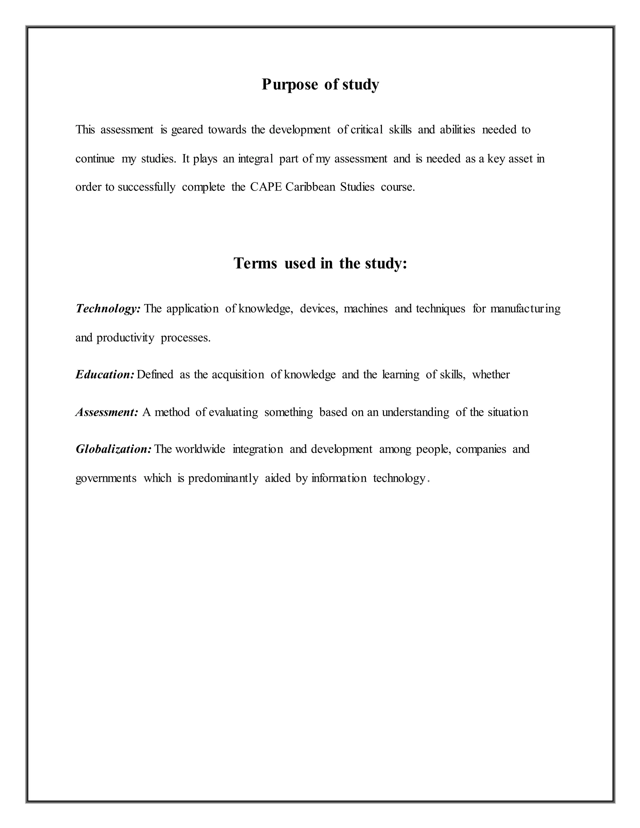 CAPE Caribbean Studies Unit 2 - Sample SBA | DOCX