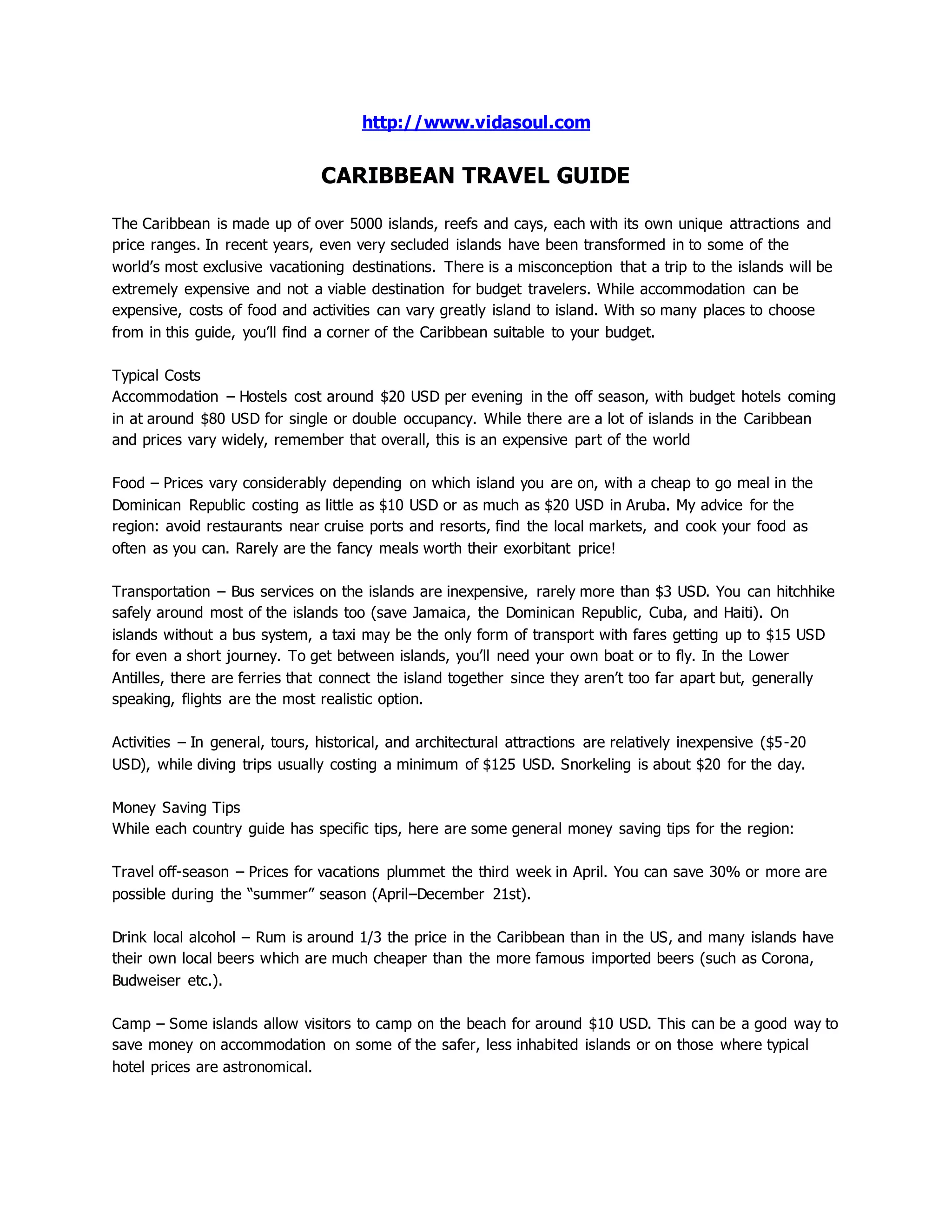 Caribbean Travel Guide | DOCX