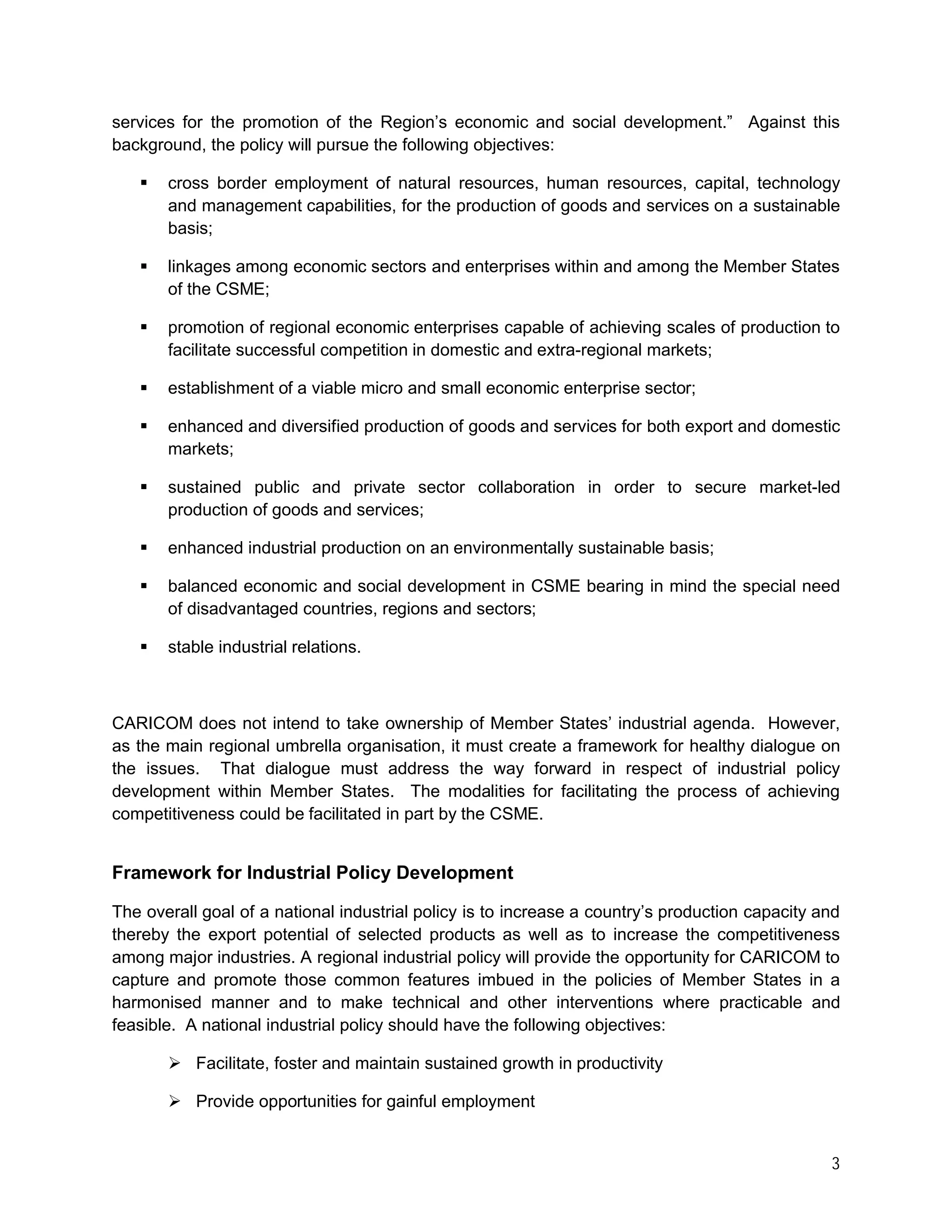 CARICOM - Regional Industrial Policy - Perspective And Issues | PDF