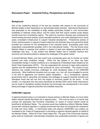 CARICOM - Regional Industrial Policy - Perspective And Issues | PDF