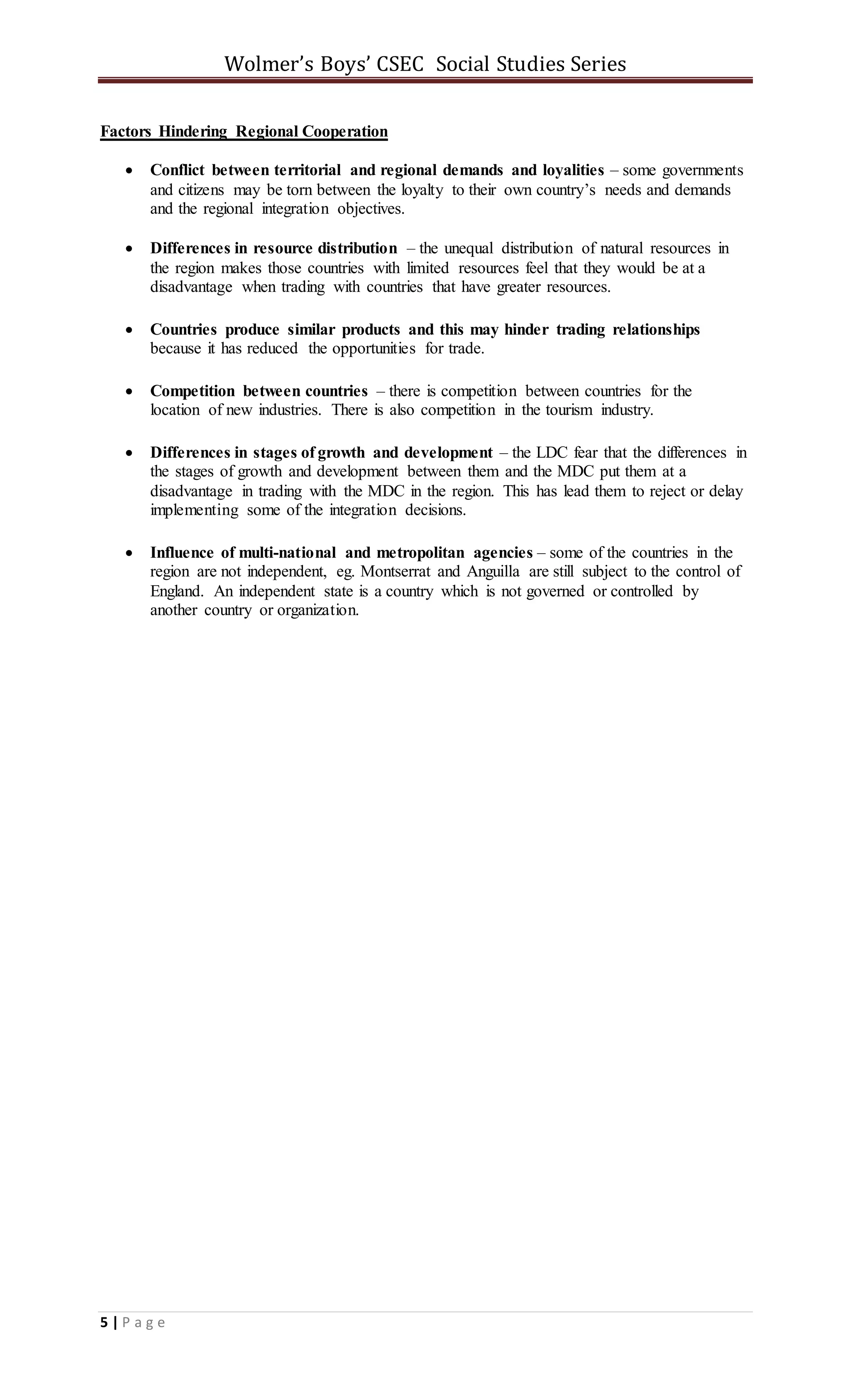 Caricom notes regional integration | DOCX