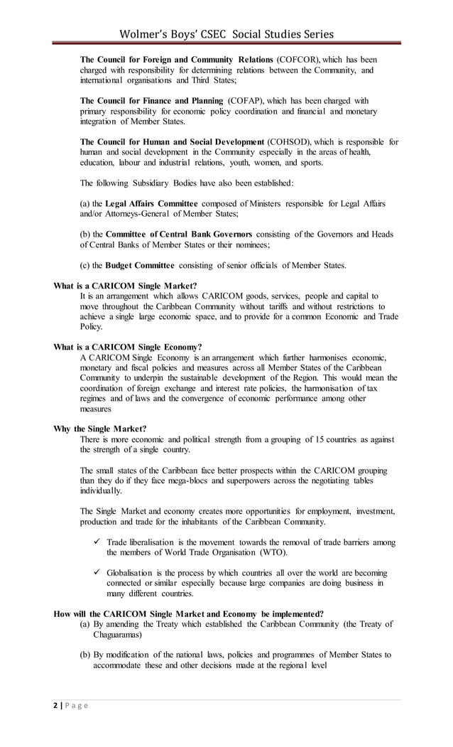 Caricom notes regional integration | DOCX