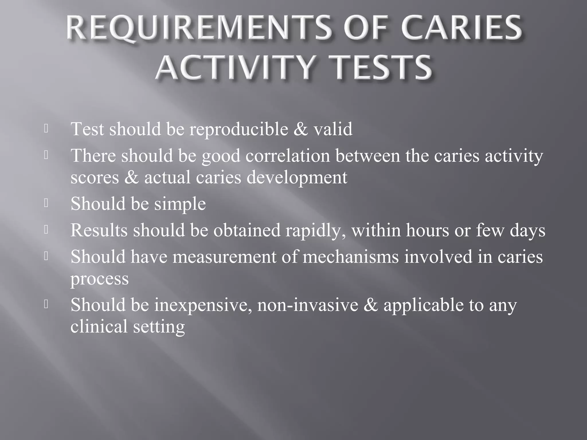 Caries activity-tests.ppt by malik ashim 3rd year | PPT