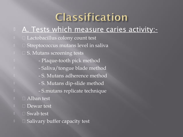 Caries activity-tests.ppt by malik ashim 3rd year | PPT | Dental Health ...