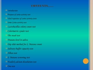 Caries activity test | PPT