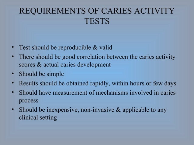 Caries Activity Tests | PPT | Dental Health | Diseases and Conditions