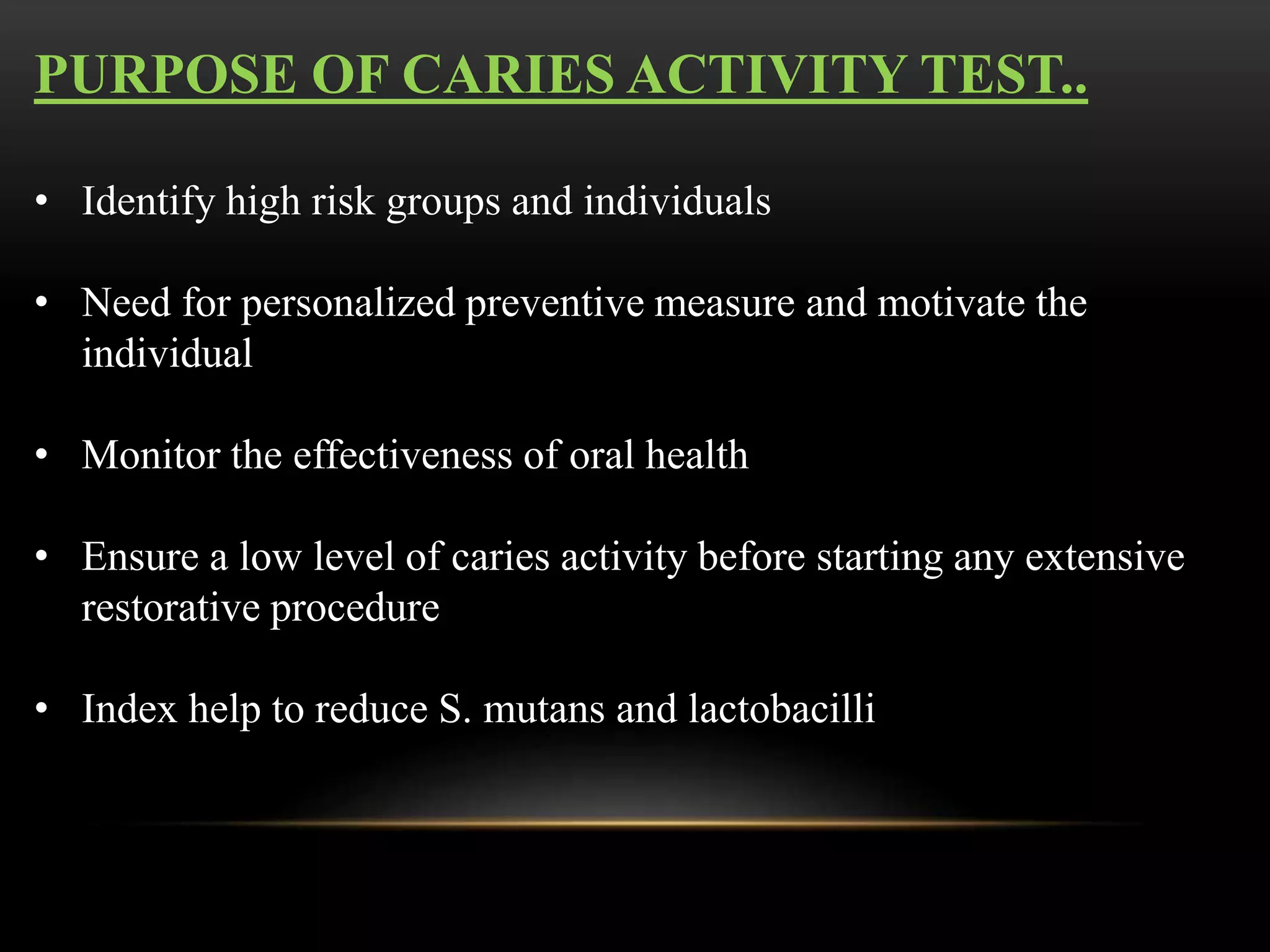 Caries activity tests | PPTX