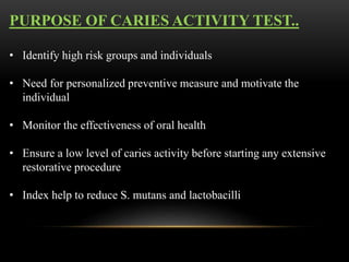 Caries activity tests | PPTX