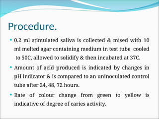 caries activity tests-for detection of caries | PPT